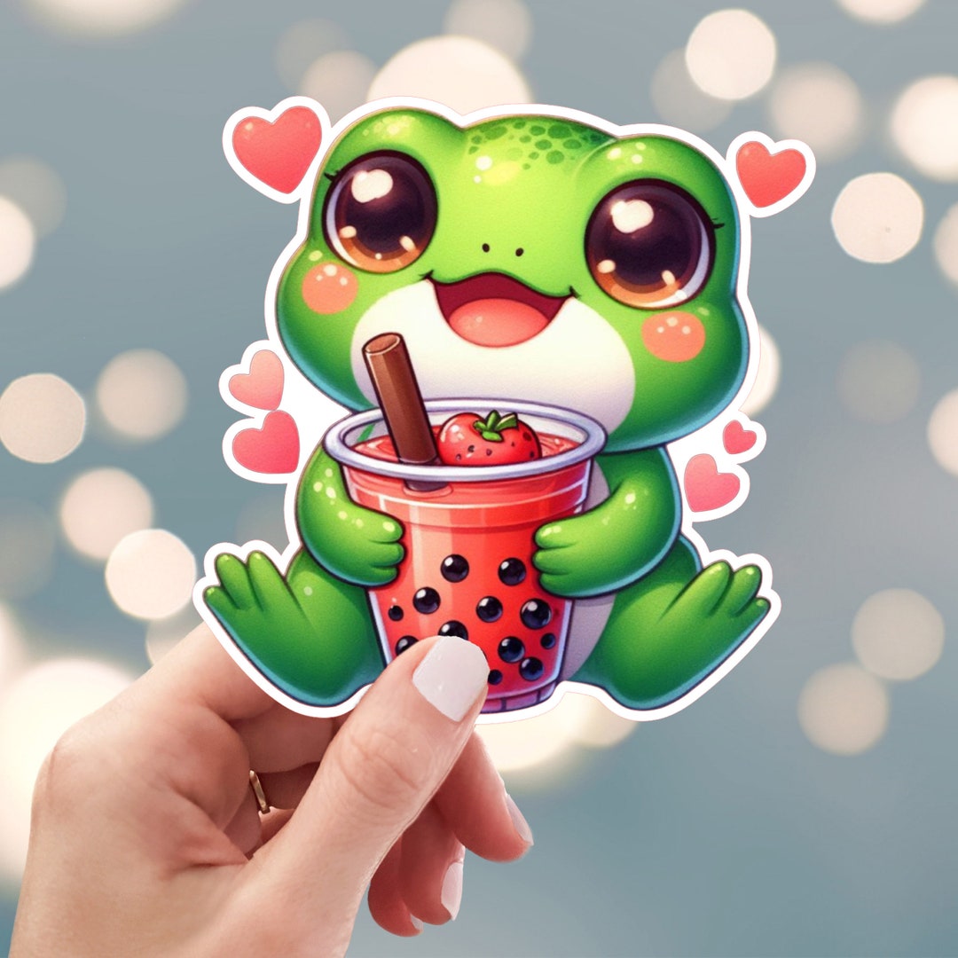 Little Frog Boba Tea Sticker, Bubble Tea Sticker, Gourmet Coffee ...