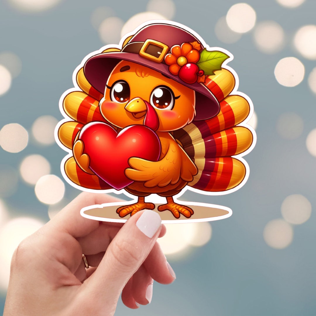 Turkey Sticker, Thanksgiving Turkey Sticker, Fall Turkey Sticker, Love ...