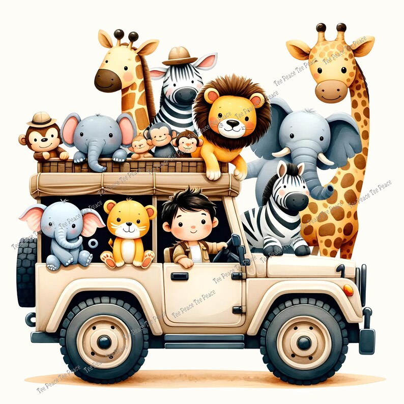 Safari Jungle Animals Fabric Panel, Quilt Sewing Square, Multiple Sizes ...