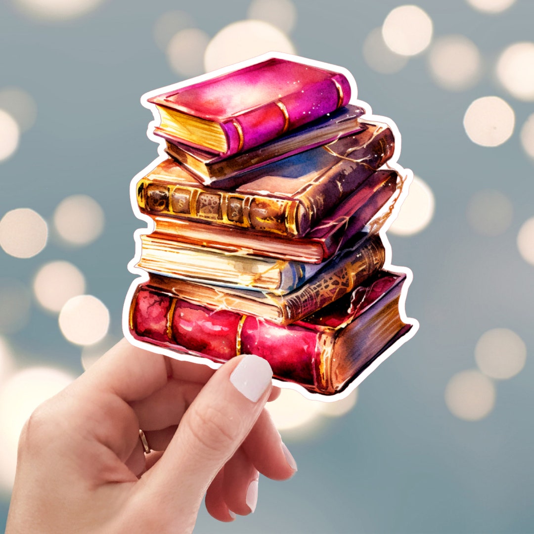 Stack of Books Sticker, Reading Books Large Sticker, Library Books ...