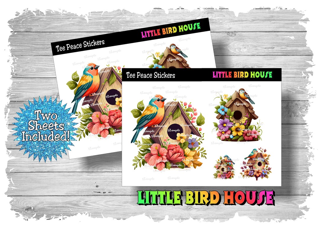 Bird House Sticker Sheets, 2 Sheet Bundle, Blue Bird Stickers, Garden ...