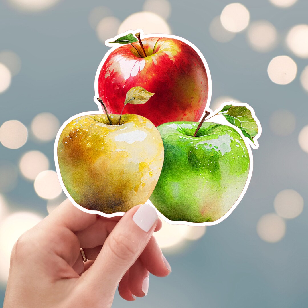 Bunch of Apples Sticker, Red Apple Sticker, Yellow Apple Sticker, Green ...