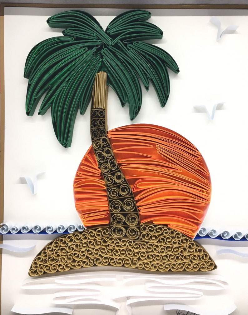 Palm Tree Summer Theme Wall Art Decor Quilling Seasonal Ocean - Etsy