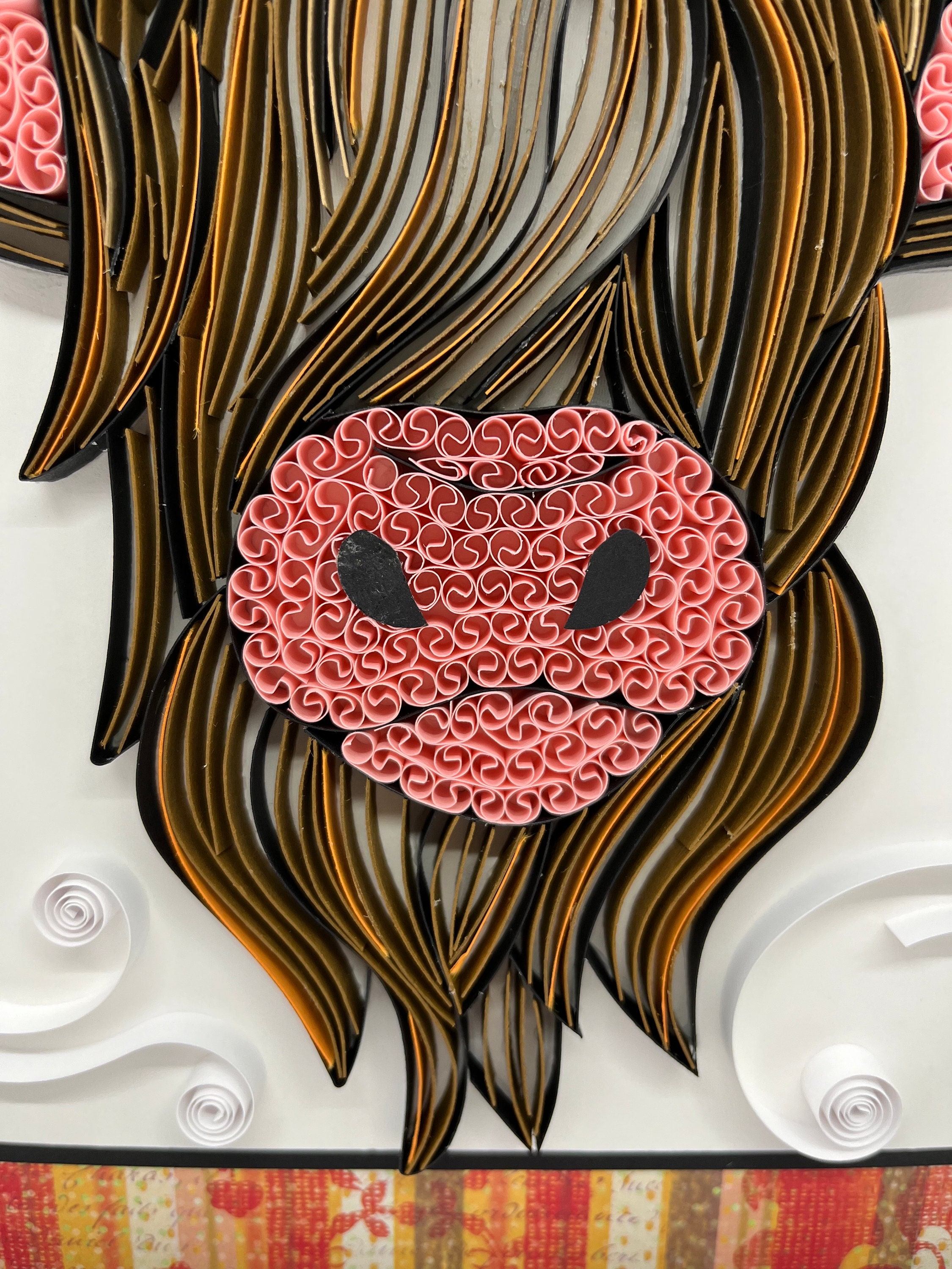 Rustic Highland Cow Quilling Art Country Home Decor Farm Themed Wall ...