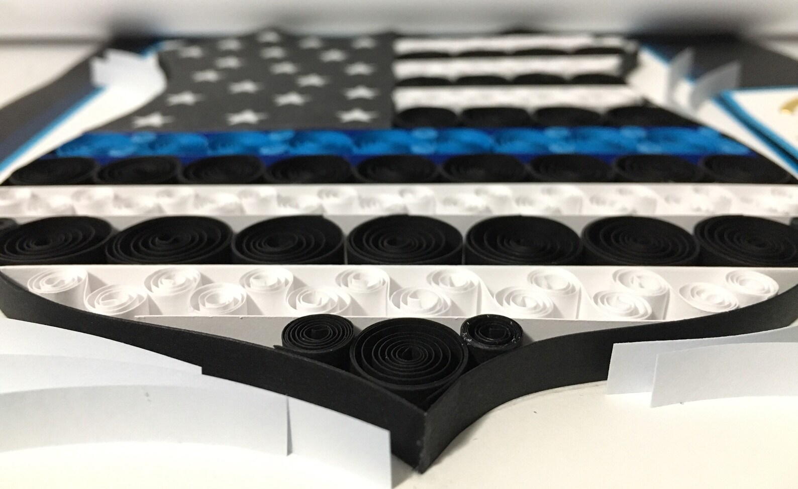 Police Badge Wall Art Quilled Police Officer Flag Shadow Box - Etsy