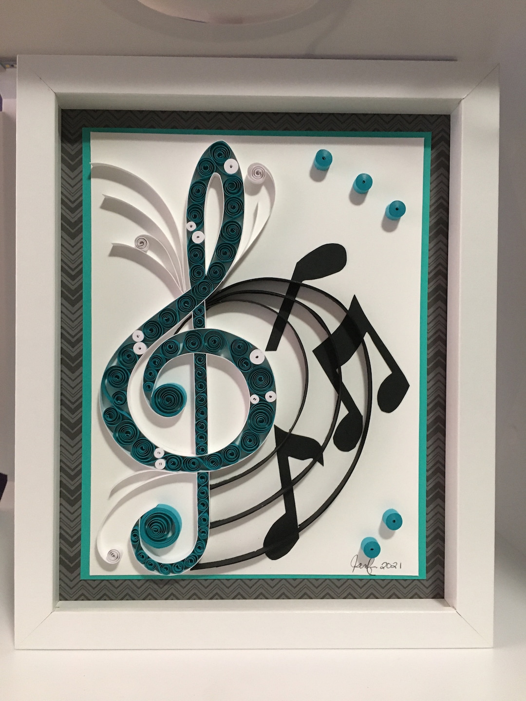 Quilled Treble Clef Music Note Framed Wall Art Room Decor - Etsy