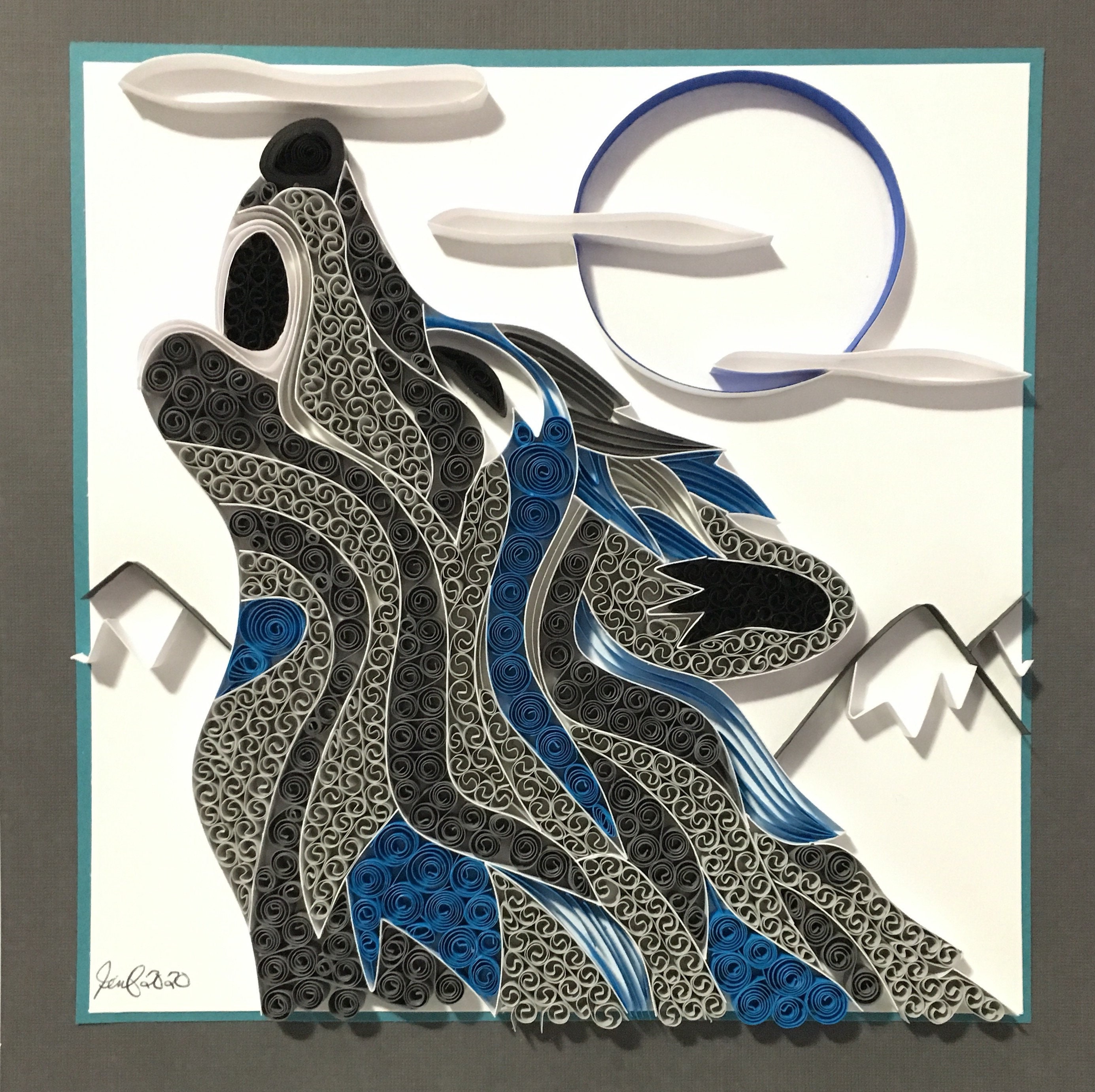 Quilled Wolf Wall Art in Shadow Box Animal Home Decor - Etsy