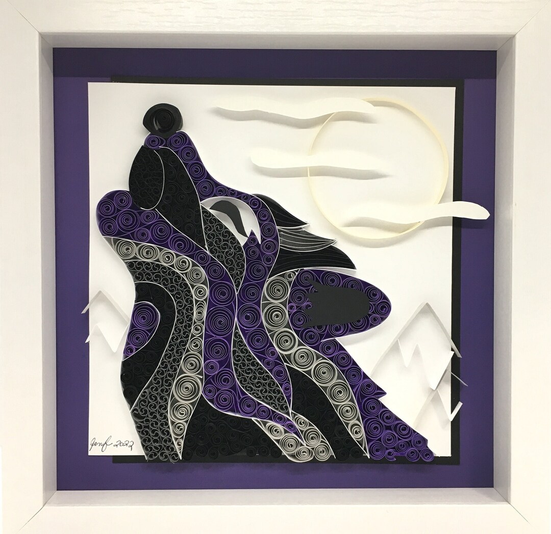 Quilled Wolf Shadow Box Framed Wall Art Animal Themed Artwork Home ...