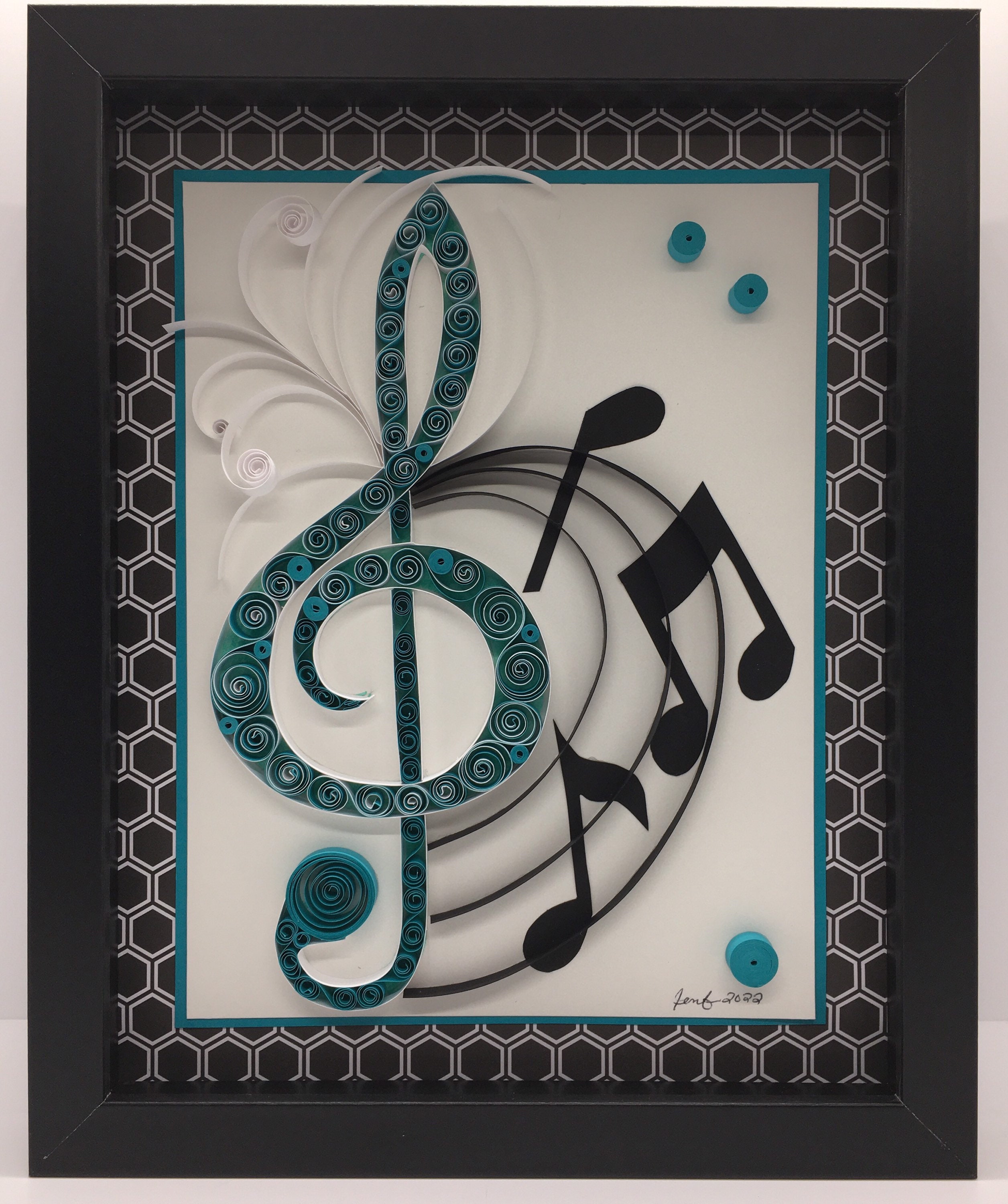 Quilled Treble Clef Music Note Framed Wall Art Room Decor | Etsy