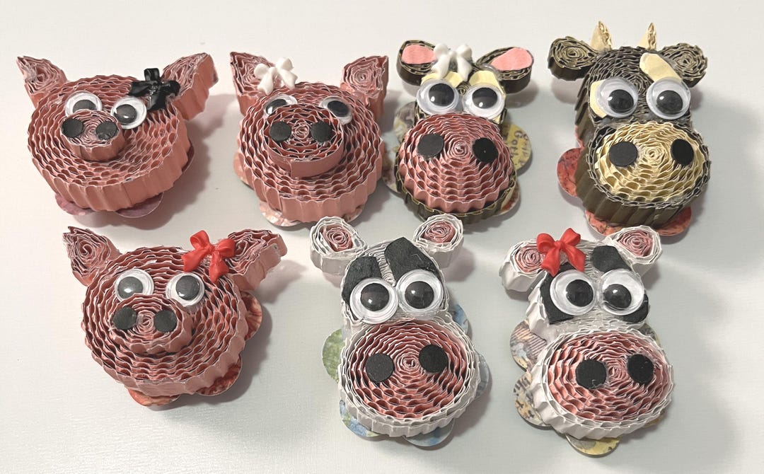 Cow and Pig Quilled Barnyard Animal Magnets - Etsy