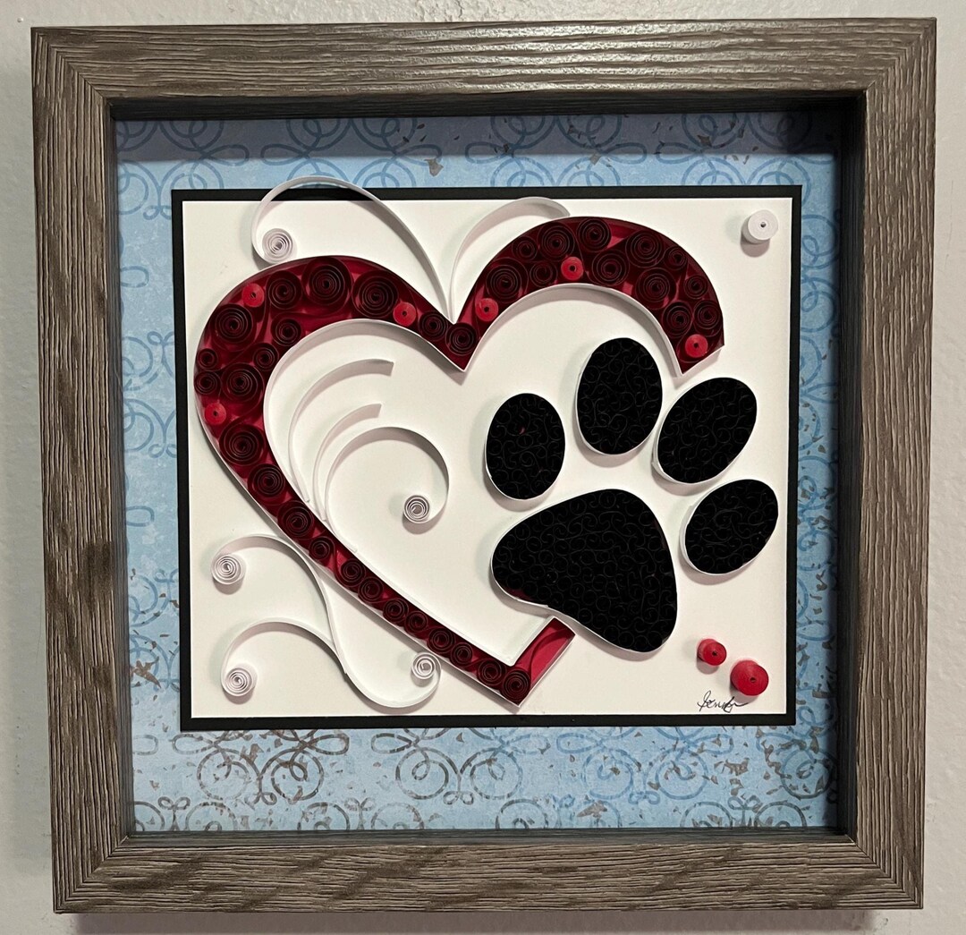 Paw Print Pet Portrait| Dog Lover Quilled Wall Hanging| Animal Themed ...