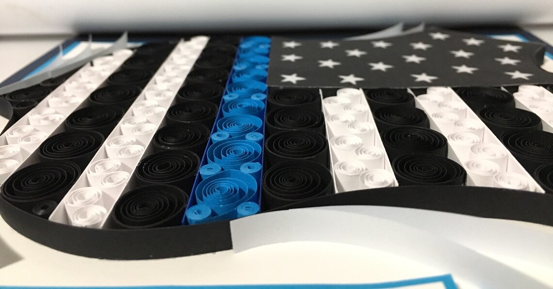 Police Badge Wall Art Quilled Police Officer Flag Shadow Box - Etsy