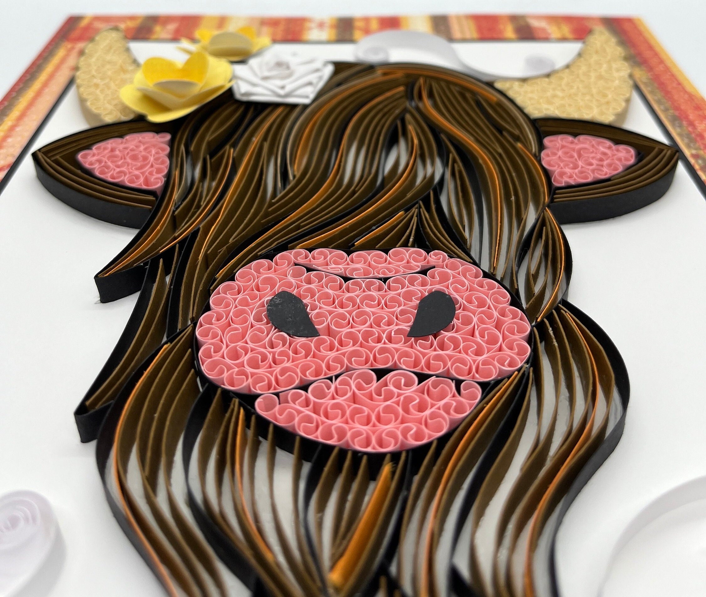 Rustic Highland Cow Quilling Art Country Home Decor Farm Themed Wall ...