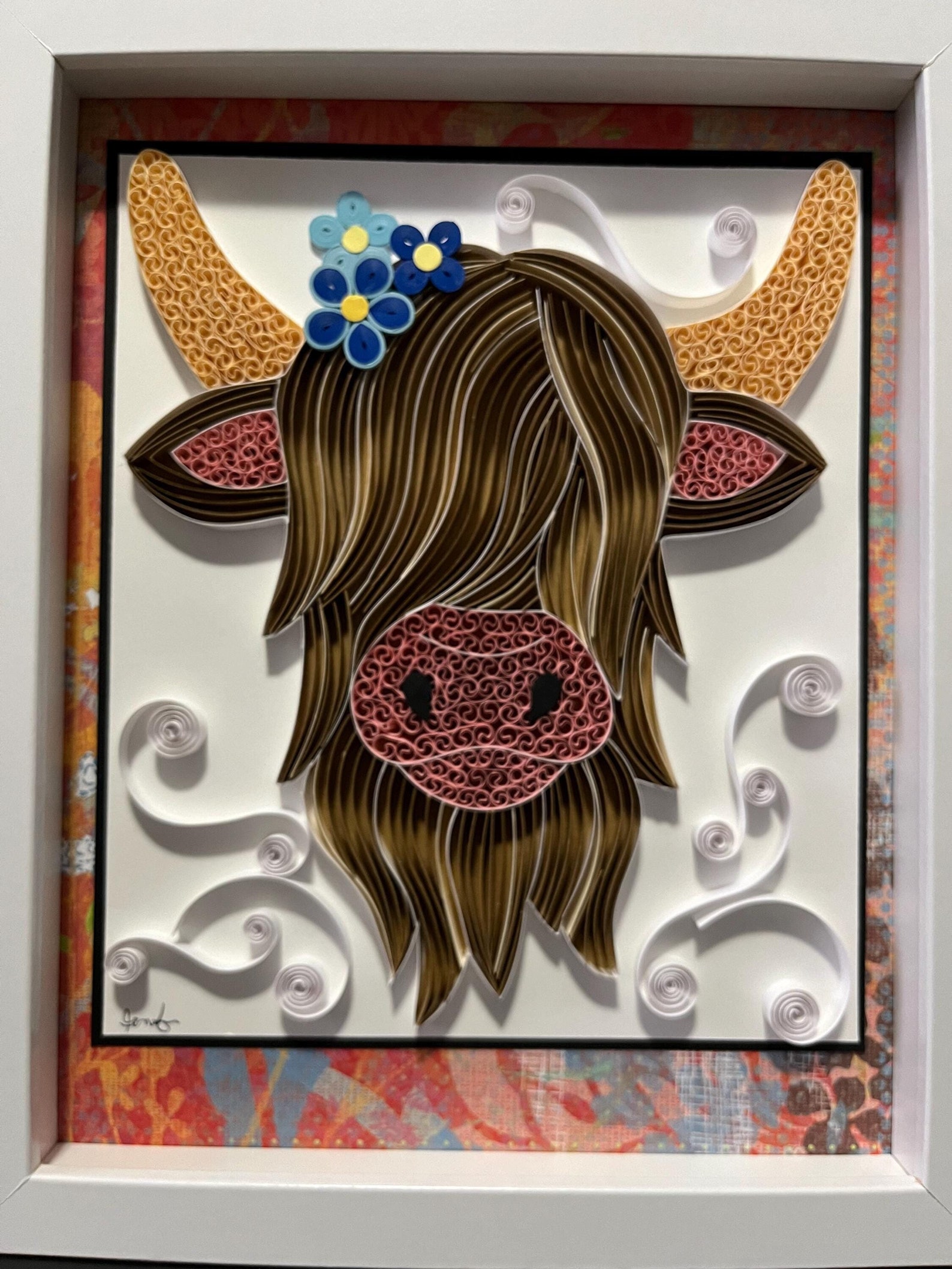 Highland Cow Quilling Art| Country Home Decor| Farm Themed Framed Wall ...
