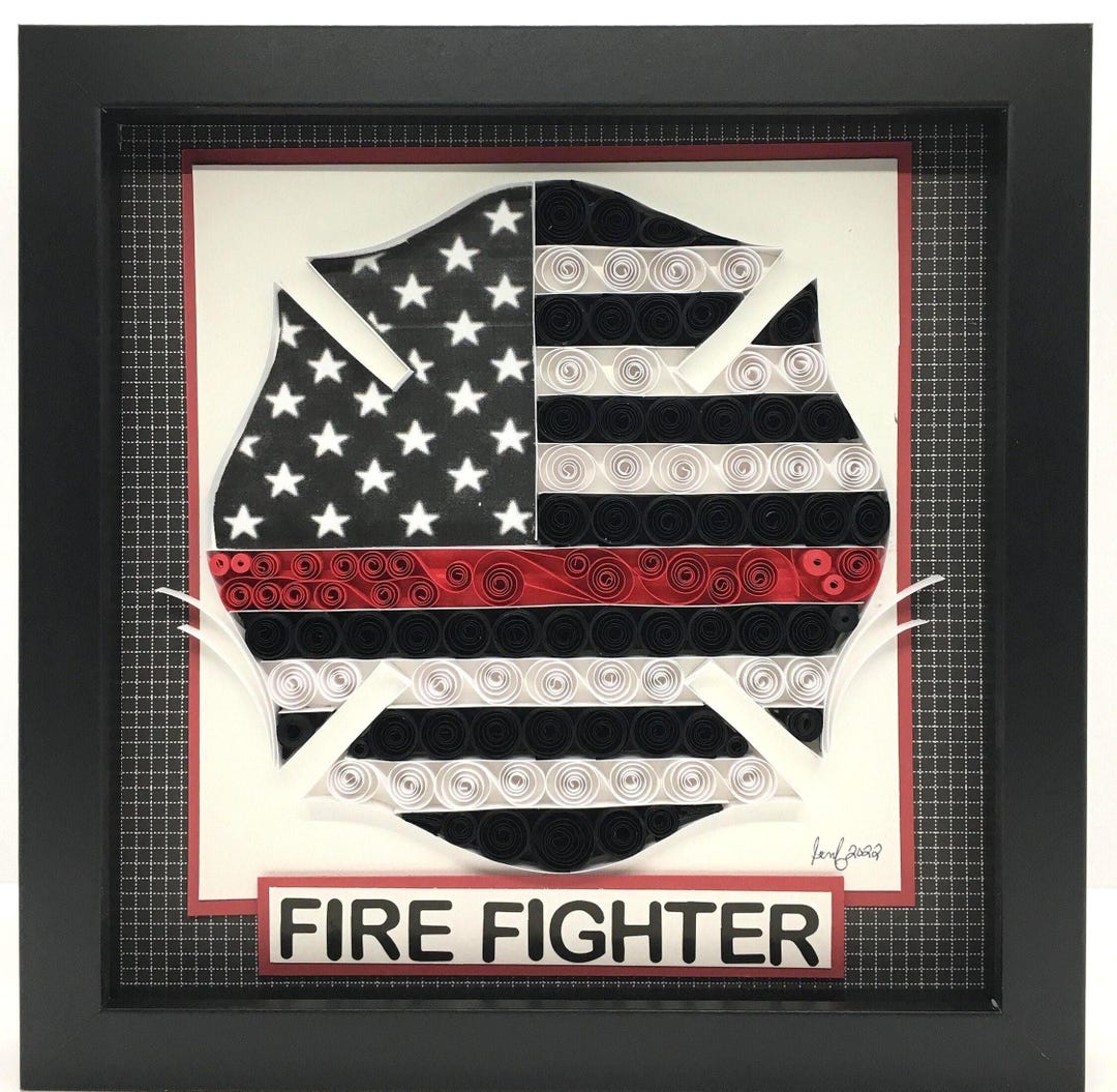 Maltese Cross Shadow Box Art | Quilled Fire Fighter Home Decor Gift ...