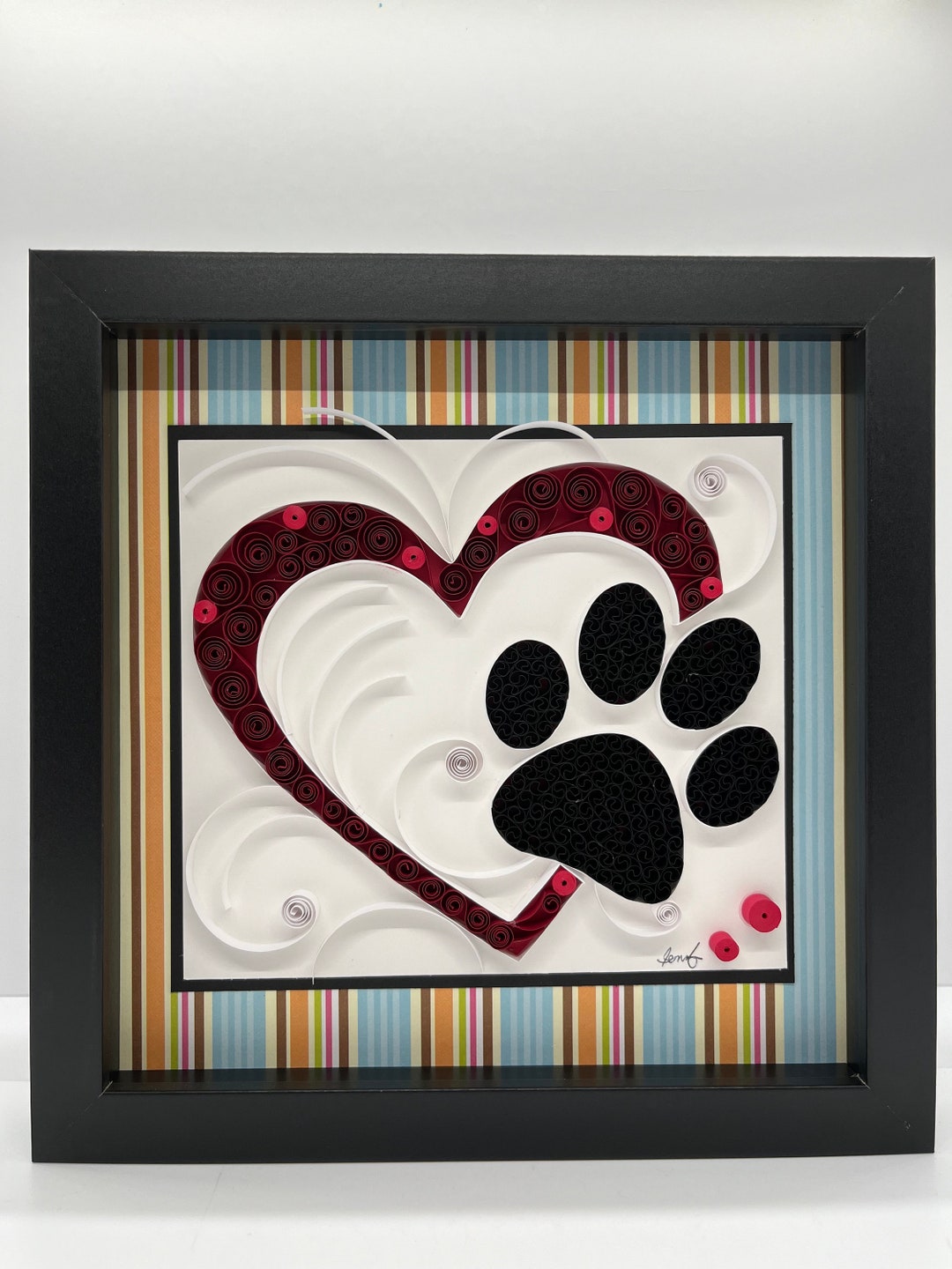 Paw Print Pet Portrait Wall Hanging Quilled Animal Themed Art - Etsy