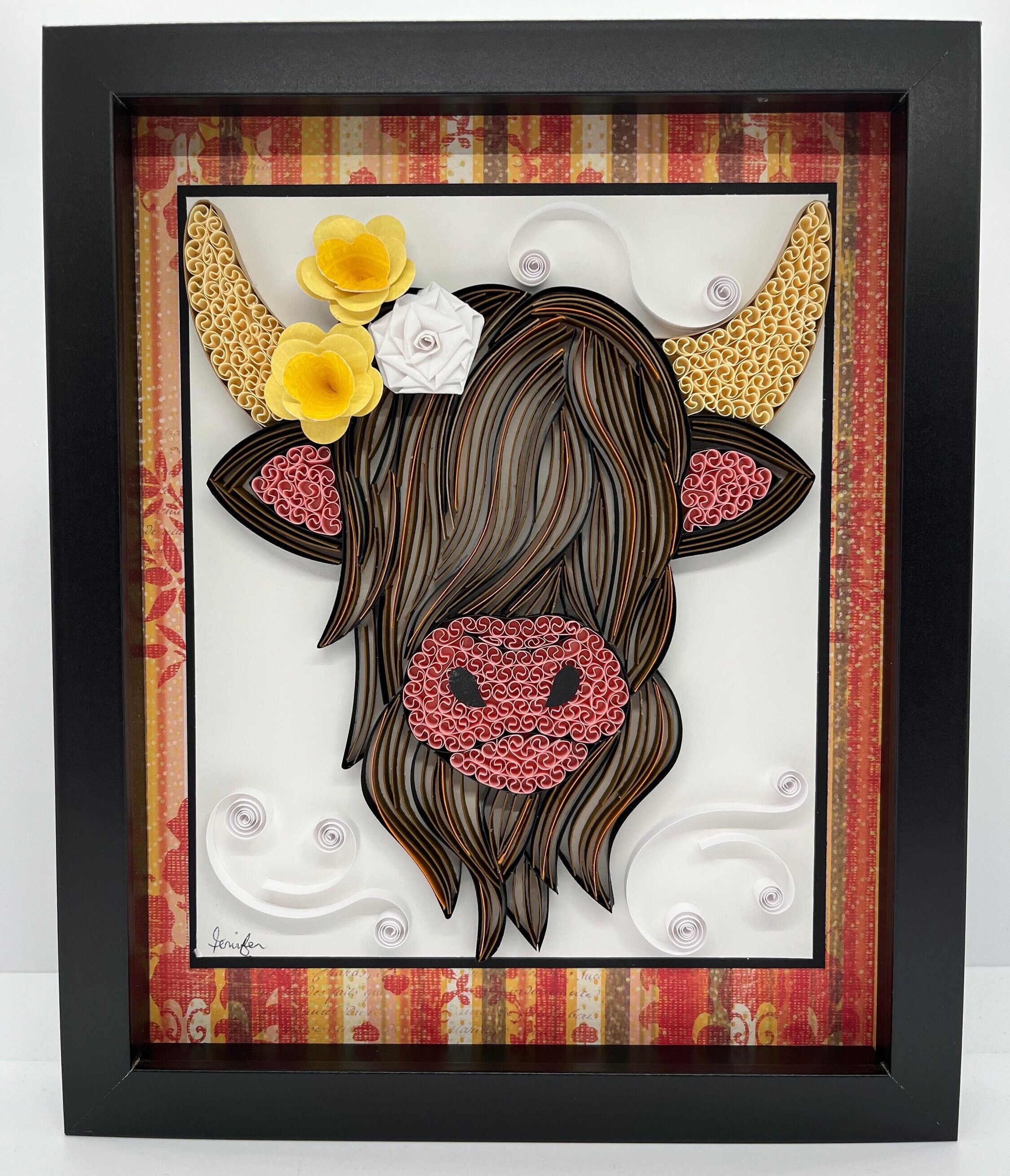 Rustic Highland Cow Quilling Art Country Home Decor Farm Themed Wall ...