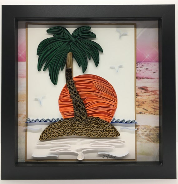 Palm Tree Summer Theme Wall Art Decor Quilling Seasonal Ocean - Etsy