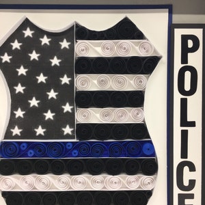 Police Badge Wall Art| Quilled Police Officer Flag| Shadow Box Framed ...