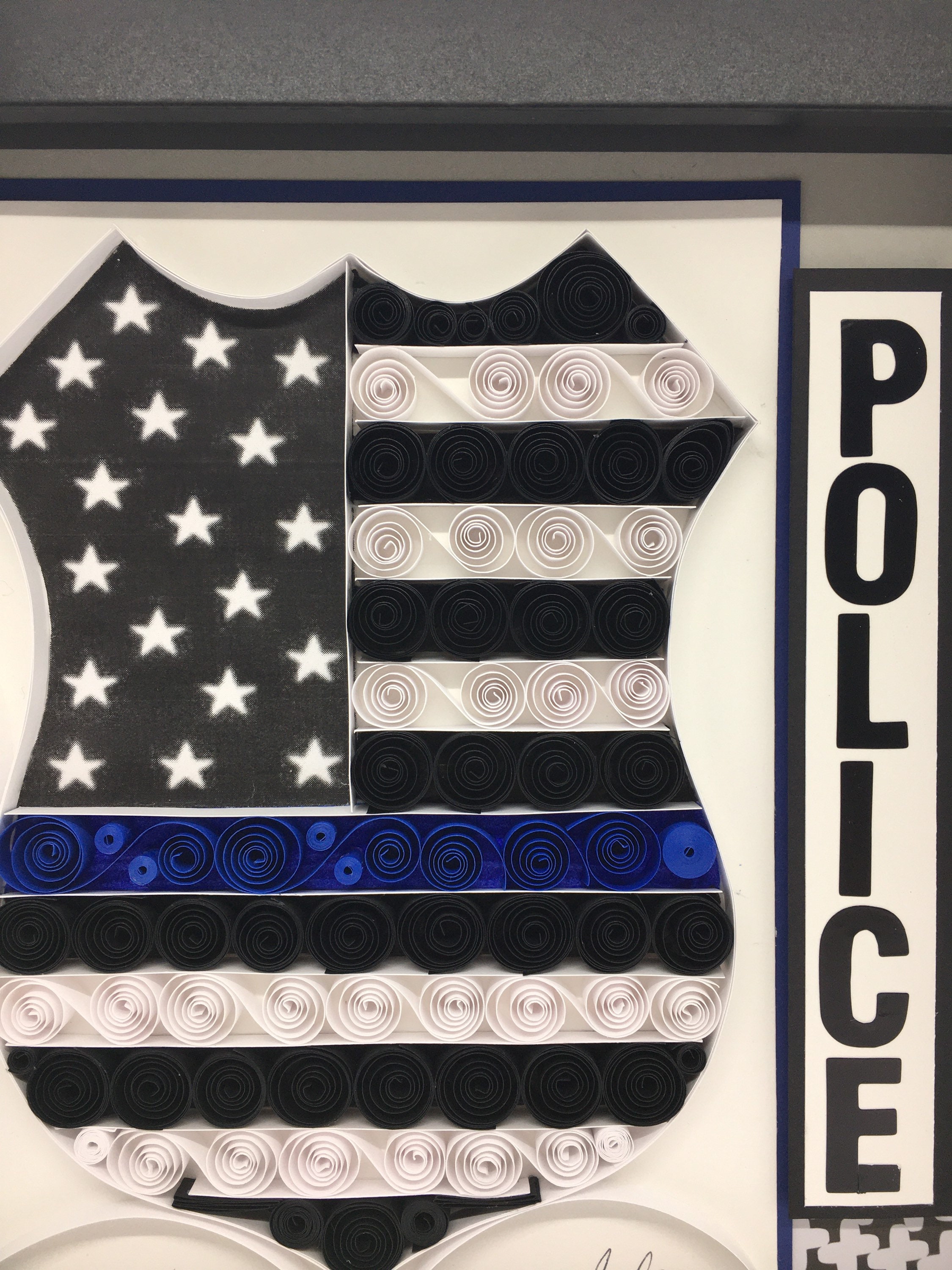 Police Badge Wall Art Quilled Police Officer Flag Shadow Box - Etsy