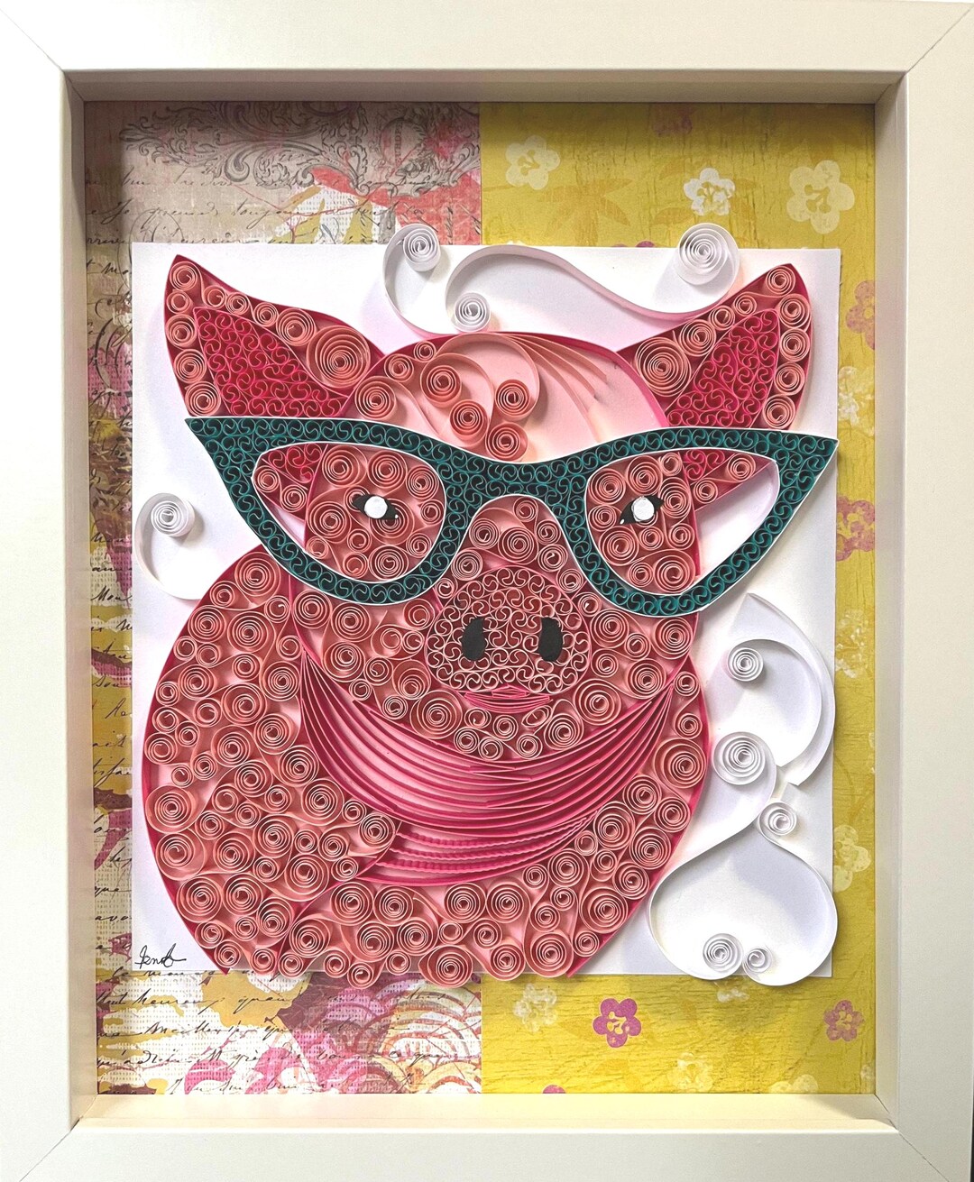 Quilled Pig With Glasses | Handcrafted Paper Filigree Pig in Spectacles ...