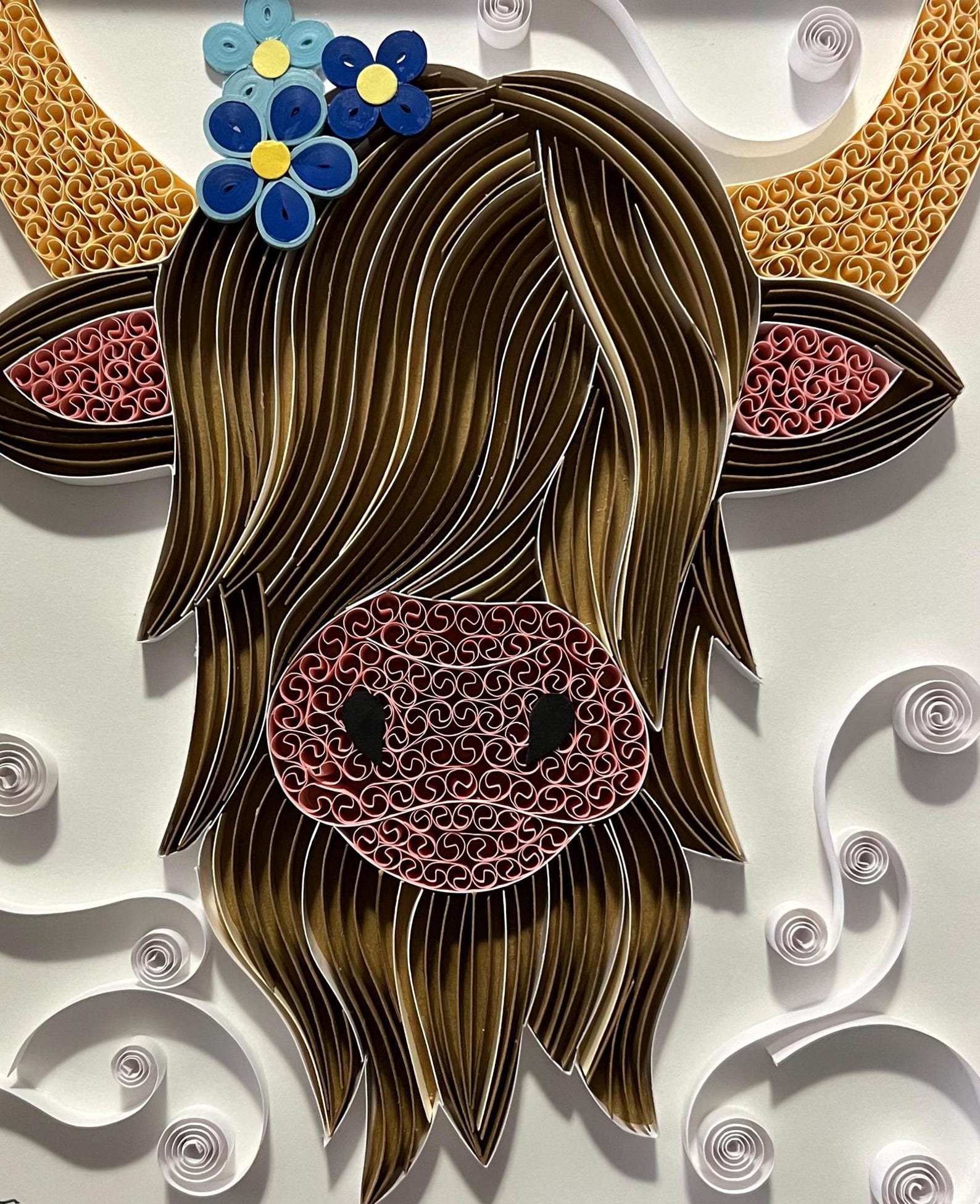 Highland Cow Quilling Art| Country Home Decor| Farm Themed Framed Wall ...