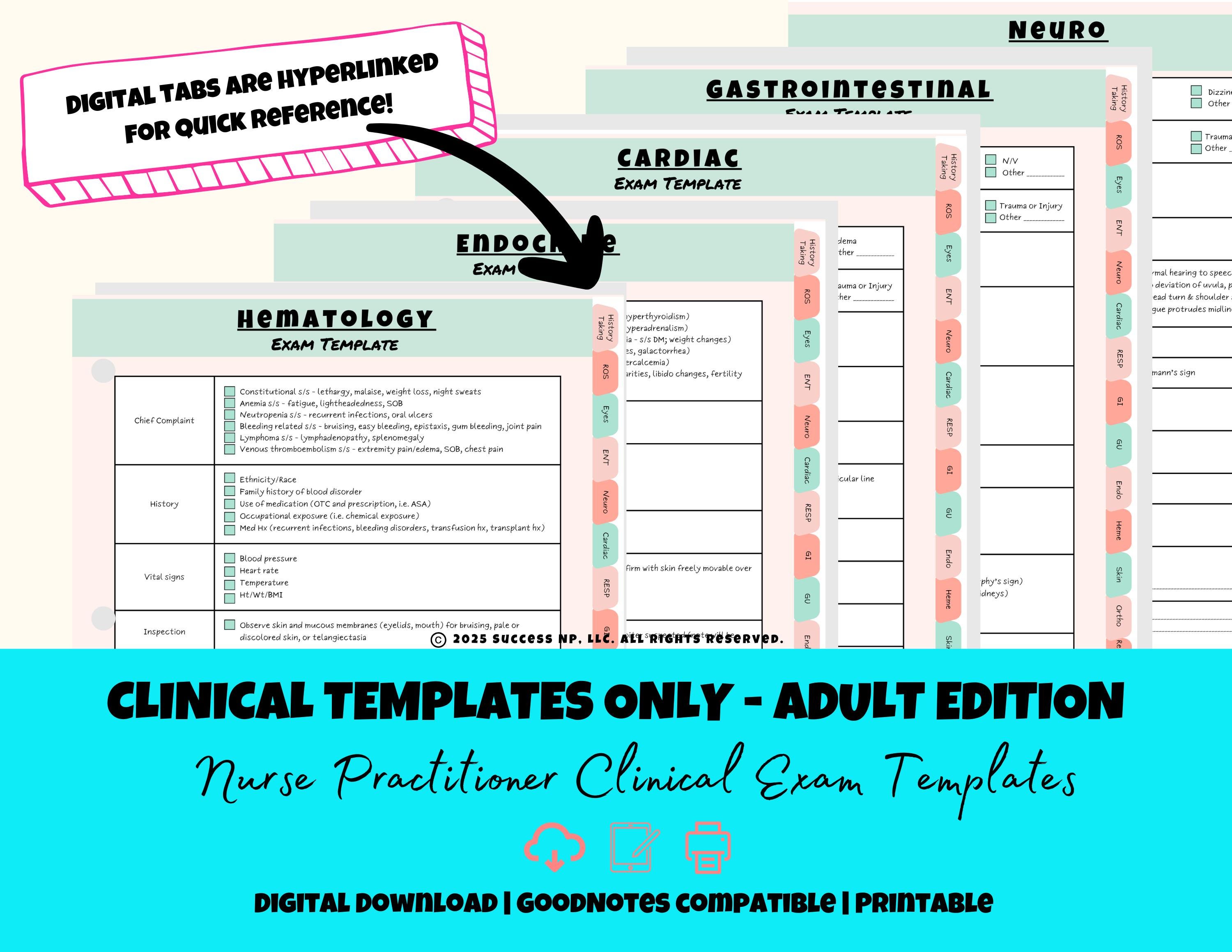 NP Clinical Guide: Adult Physical Exam Templates (PDF) - Etsy