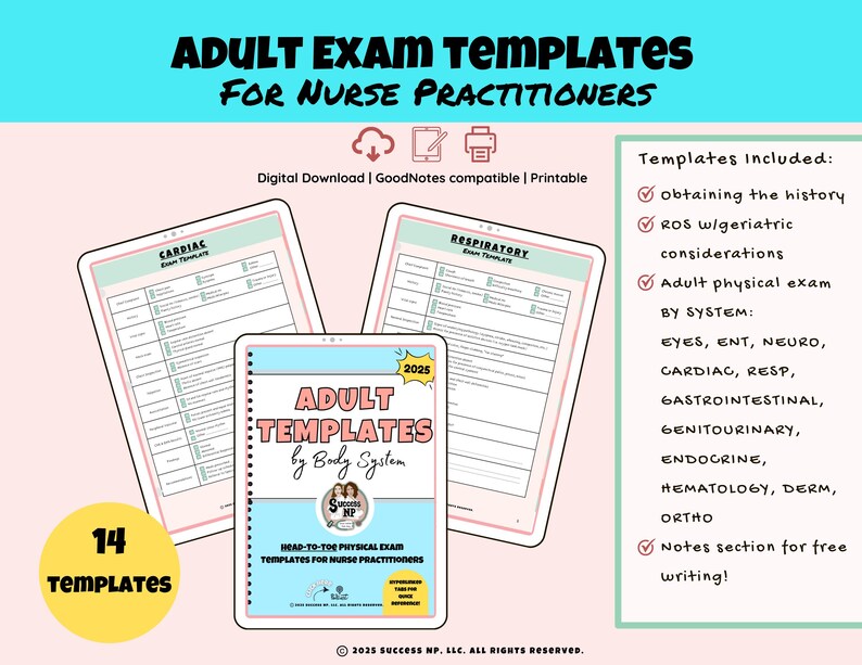 NP Clinical Guide: Adult Physical Exam Templates (PDF) - Etsy