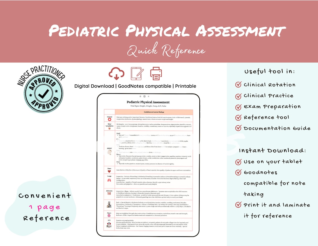 Pediatric Physical Assessment Guide Family Primary Care FNP, Pediatric ...