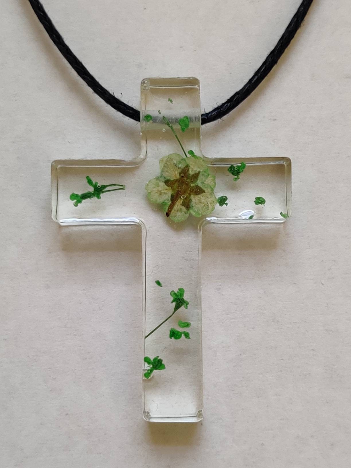 Resin and Flowers Cross Necklace - Etsy