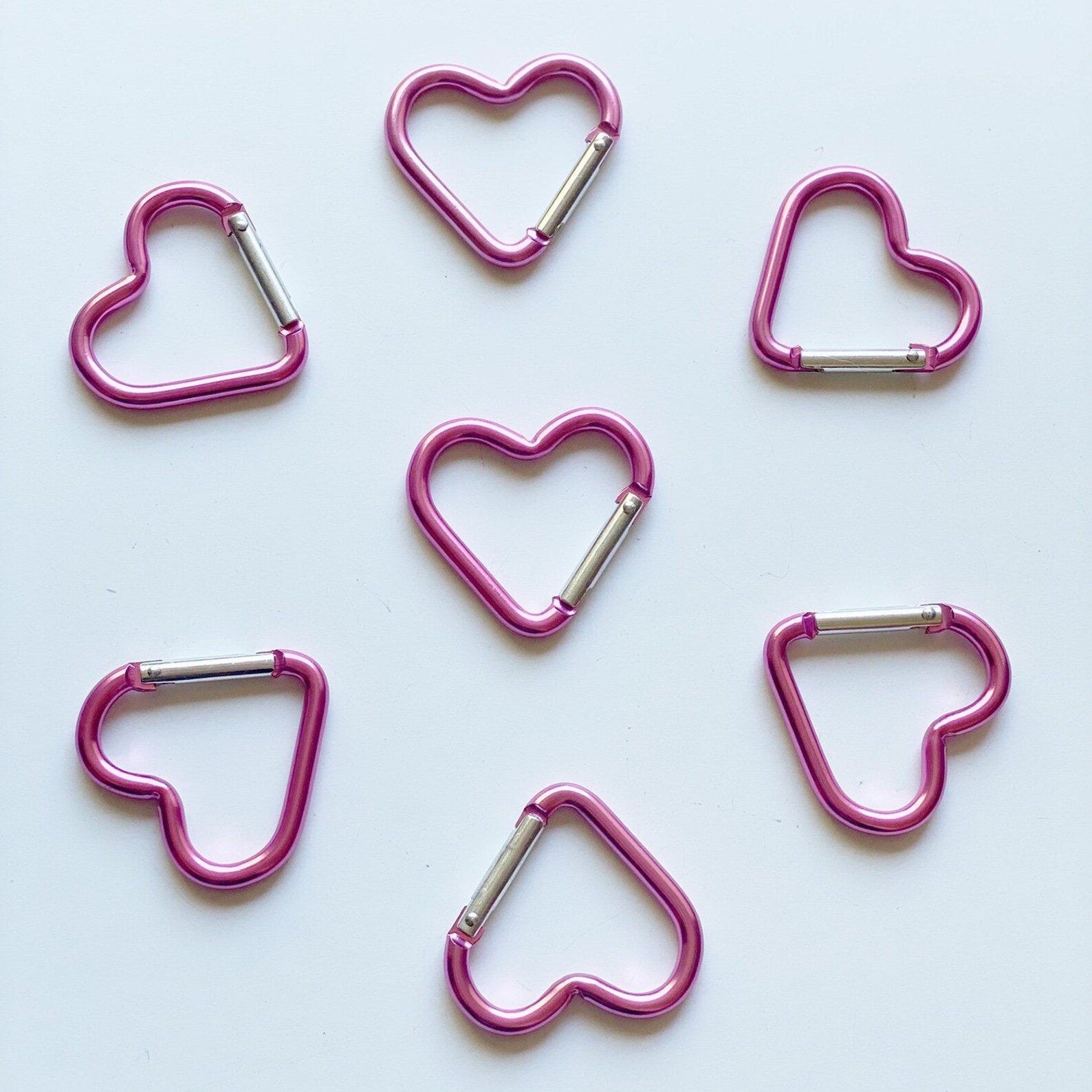 Hot Pink Heart Carabiner Key Chain - Etsy