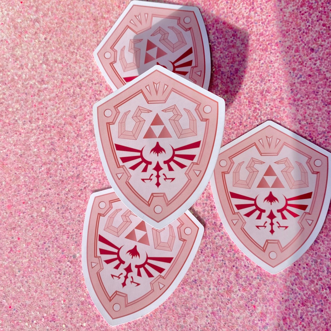 Legend of Zelda Hylian Shield Breath of the Wild Pink Rose Gold Sticker ...
