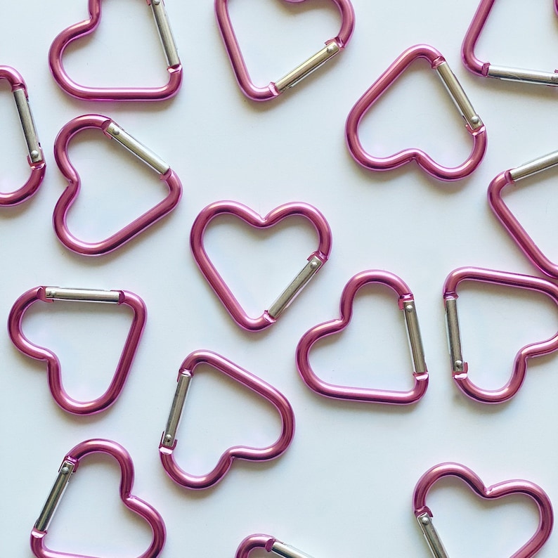 Hot Pink Heart Carabiner Key Chain - Etsy