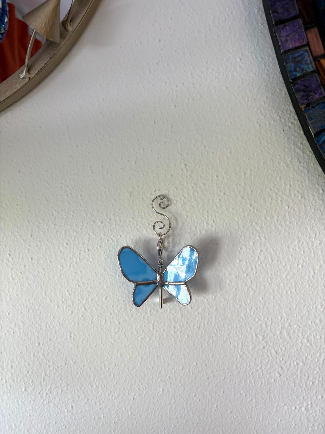 Blue Stained Glass Butterfly/moth Key Ornament - Etsy