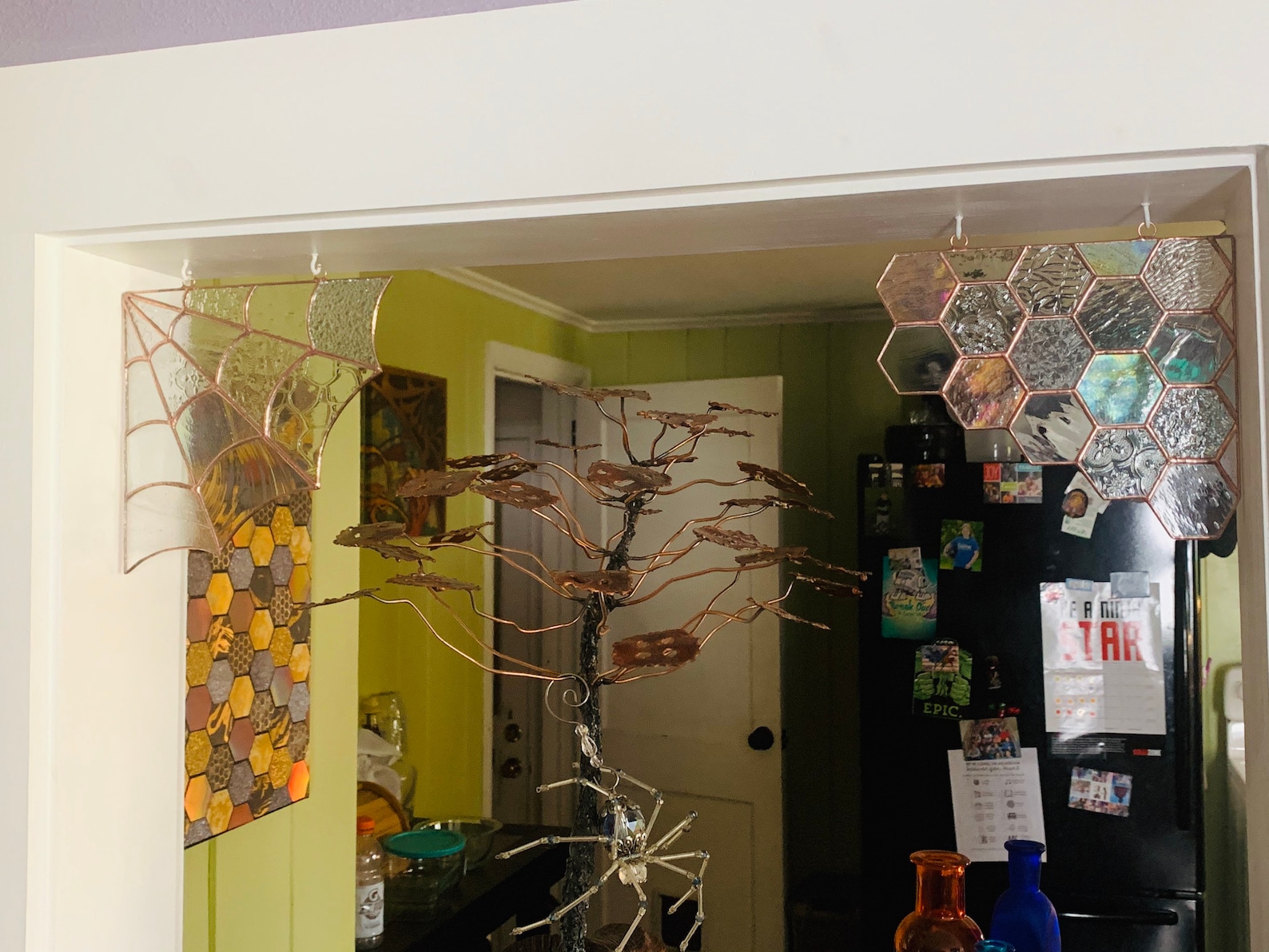 Honeycomb Stained Glass Corner Piece (clear) - Etsy