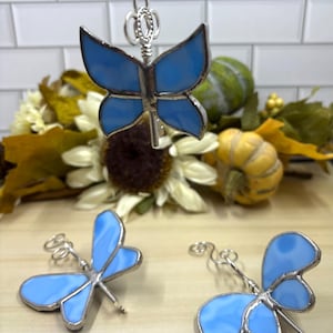 Blue Stained Glass Butterfly/moth Key Ornament - Etsy