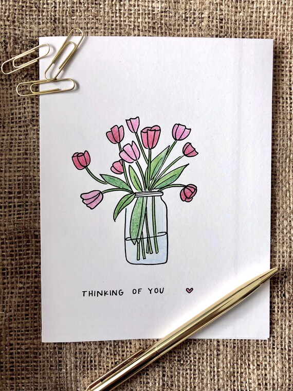 Set of 5: Beautiful Bouquet Thinking of You Card - Etsy