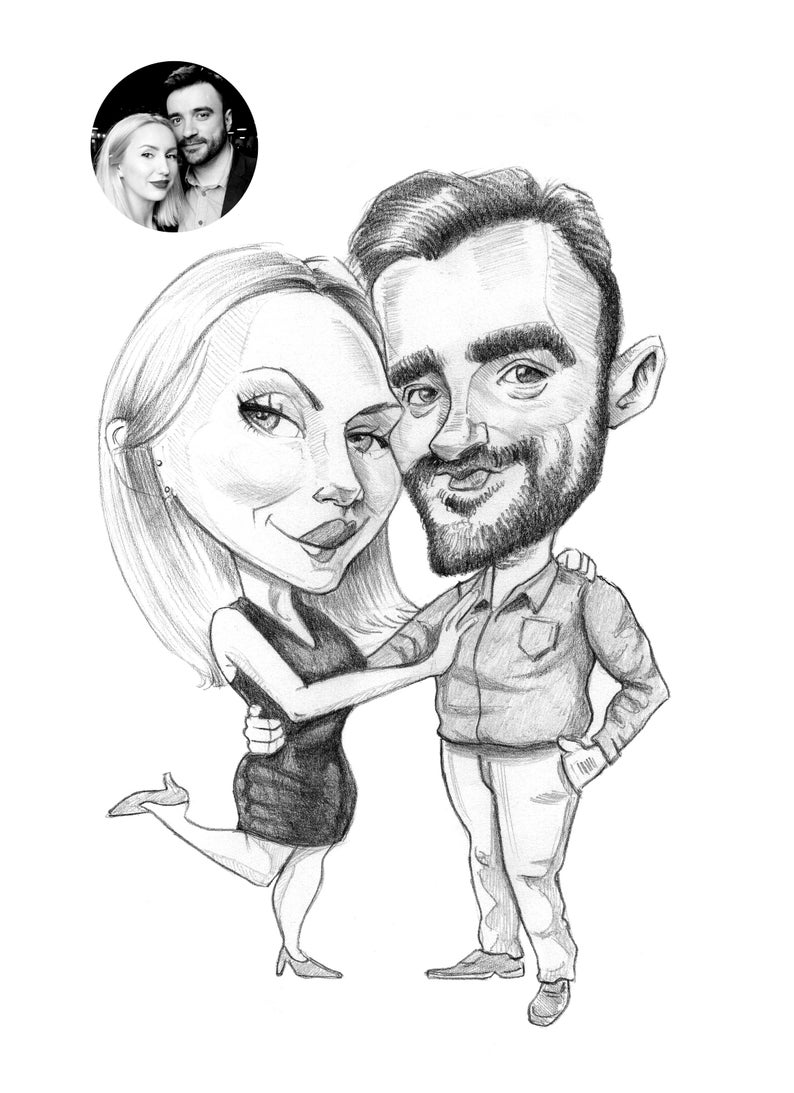 CUSTOM COUPLES CARICATURES Handmade Drawing With Pencil | Etsy