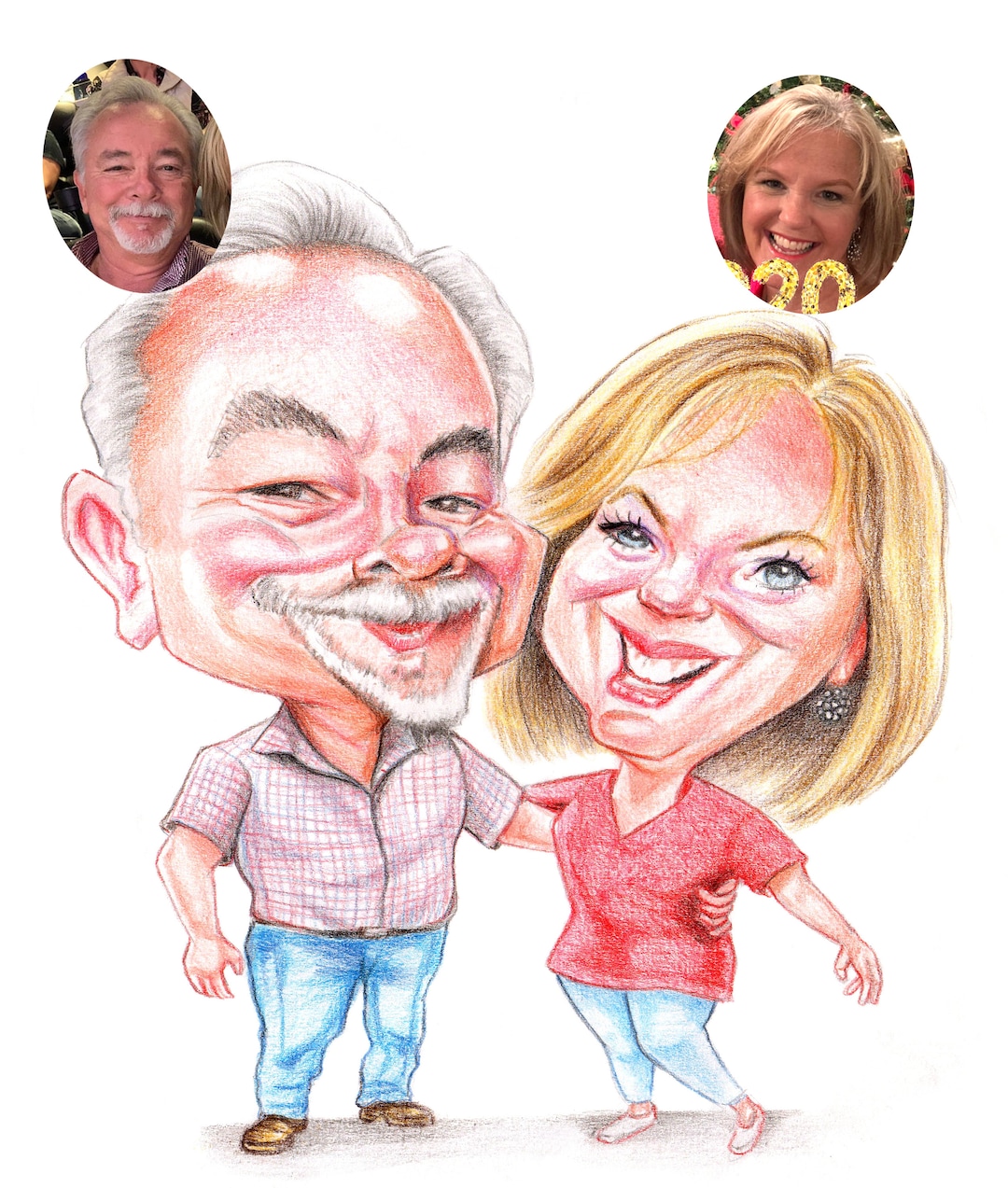CUSTOM COUPLES CARICATURES Handmade Drawing With Color - Etsy