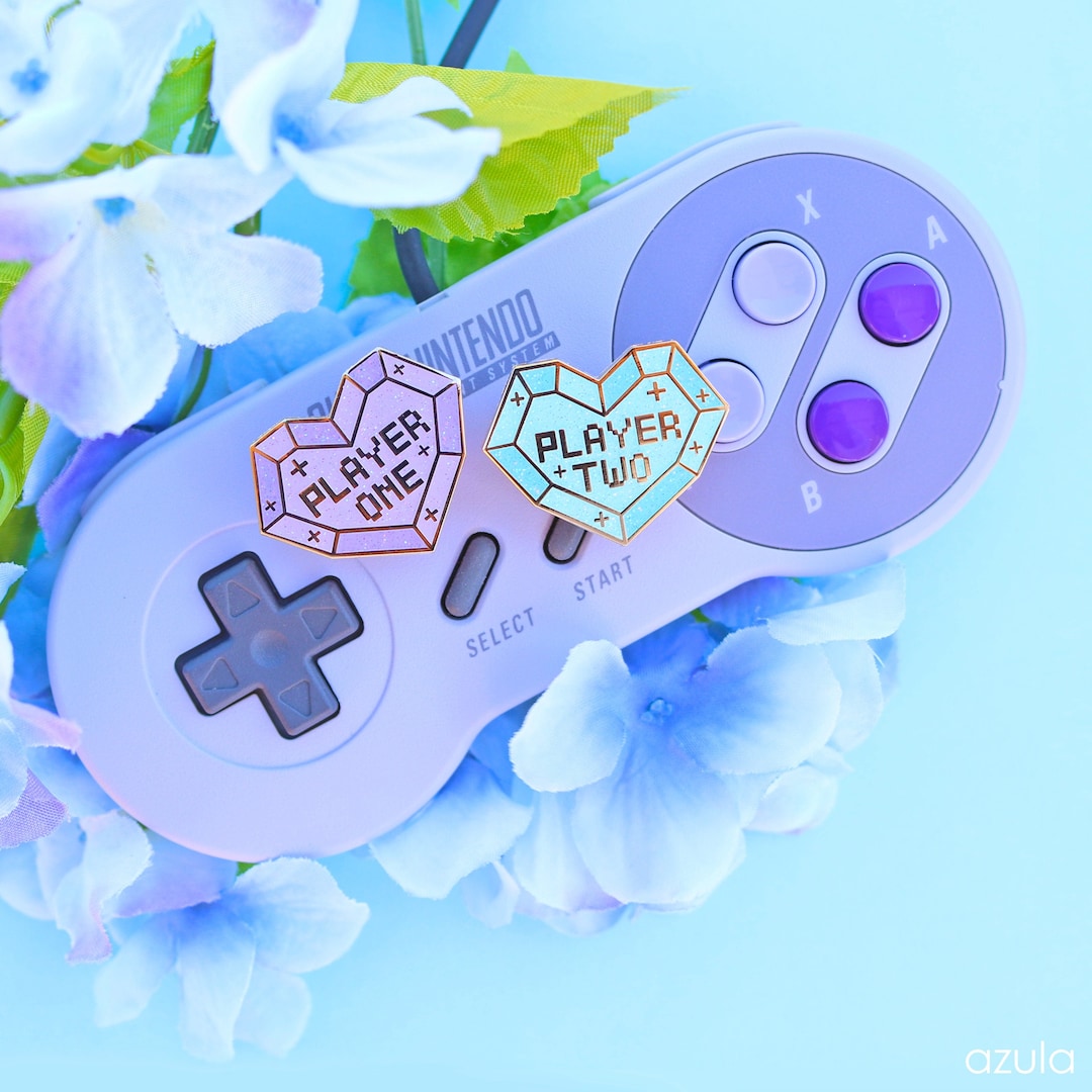 Player One & Player Two | Enamel Pin SET | Geometric Glitter Crystal ...