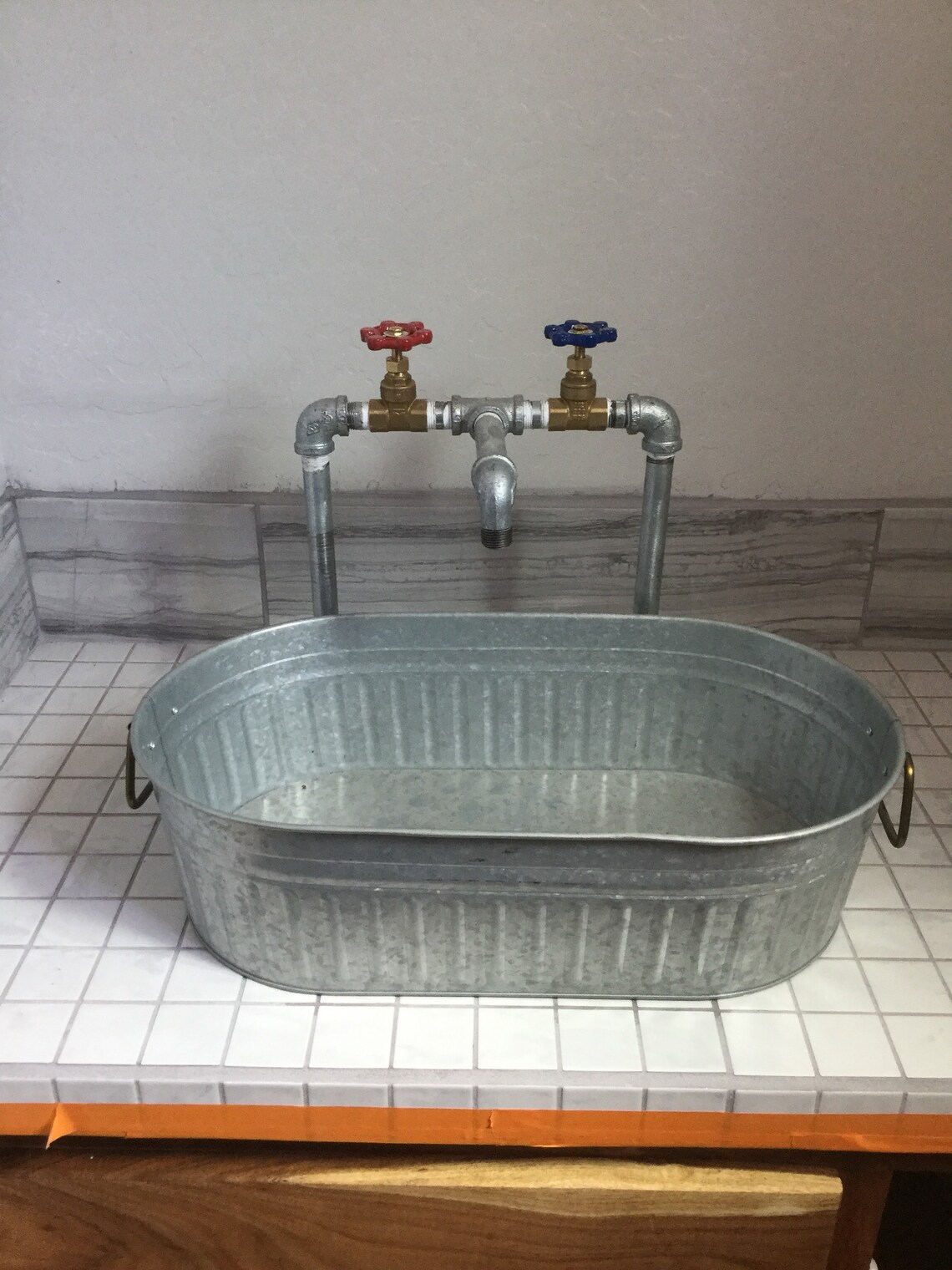 Industrial Design Handmade Galvanized Faucet With Brass Valves and ...