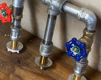 8 Widespread Industrial Galvanized Faucet With Brass | Etsy