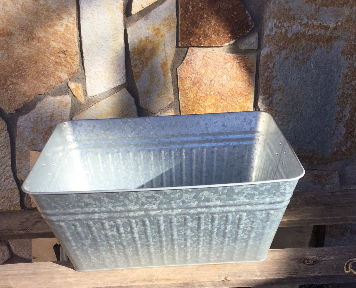Rectangle Galvanized Tub - Etsy