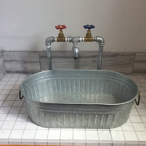 Industrial Design Handmade Galvanized Faucet With Brass Valves and ...