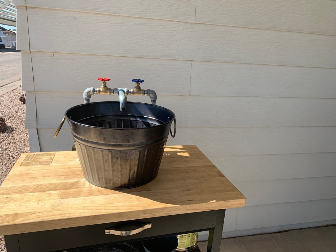 Industrial Galvanized Faucet With Dark Tub and Drain - Etsy