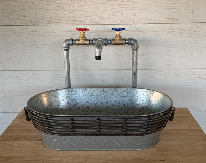 Industrial Galvanized Faucet With Oval Galvanized Sink - Etsy