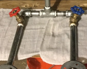 Industrial Design Handmade Galvanized Faucet With Brass Valves | Etsy