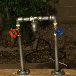 8" Widespread Industrial Galvanized Faucet With Brass Valves - Etsy