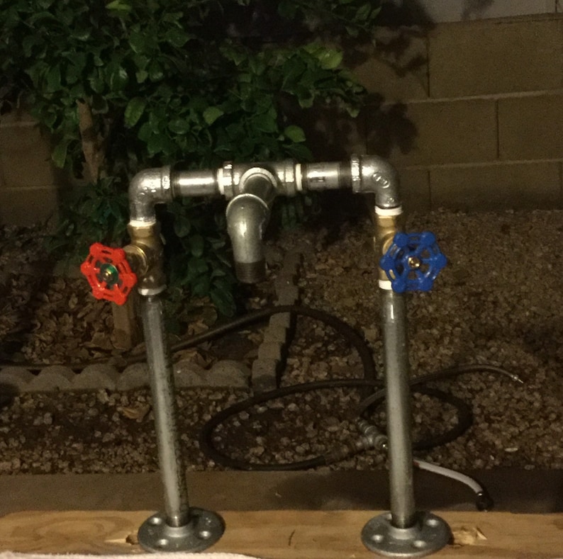 8 Widespread Industrial Galvanized Faucet With Brass - Etsy