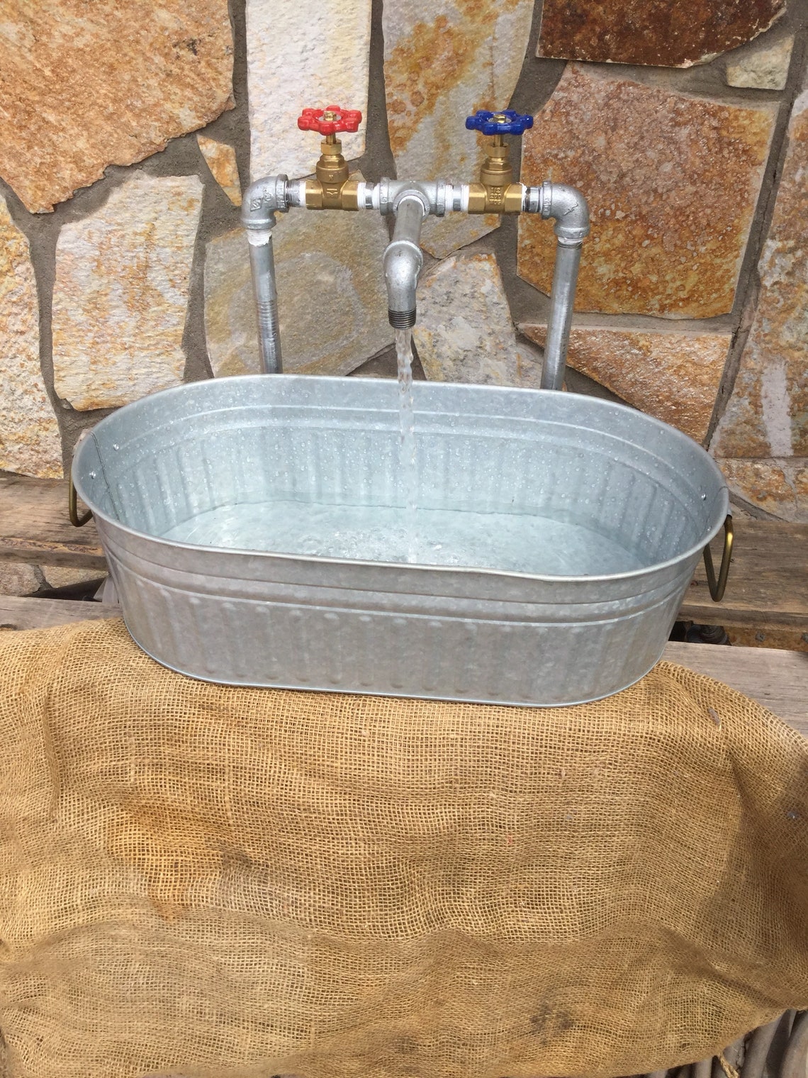 Industrial Design Handmade Galvanized Faucet With Brass Valves - Etsy